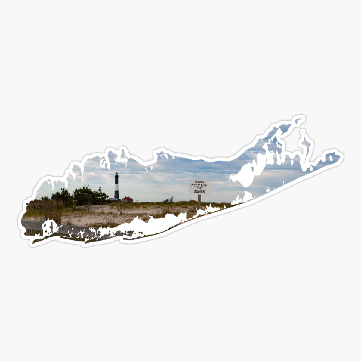 Stickly Long Island Map - Fire Island Lighthouse Sticker, Phone Decal ...