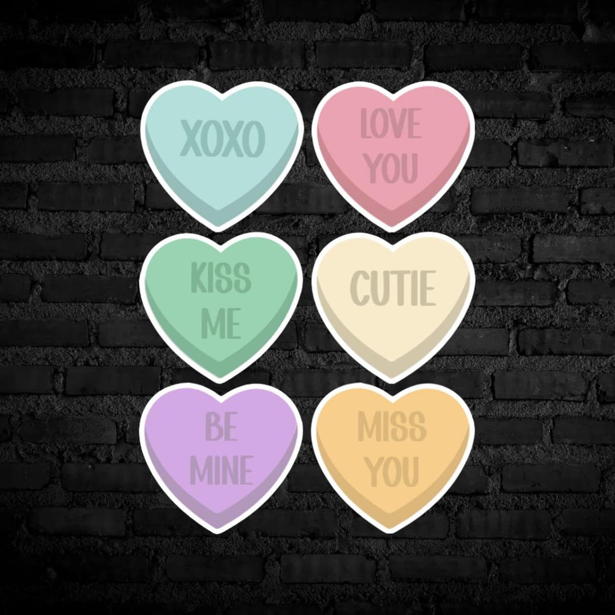 Stickly Love Conversation Hearts Stickers Waterproof Glossy Vinyl ...