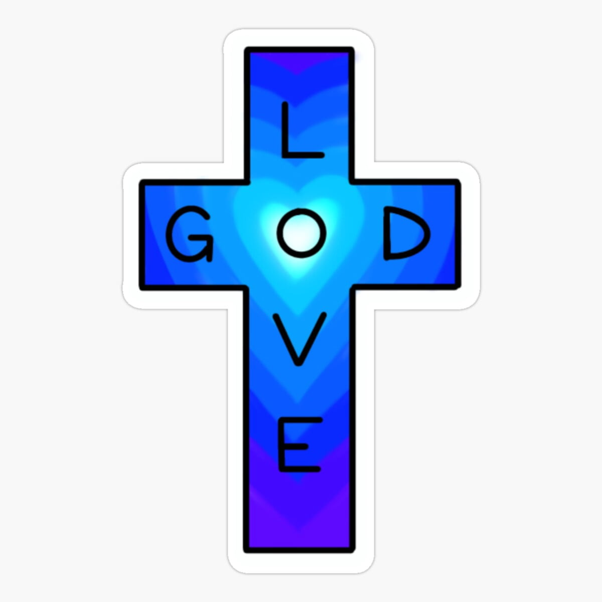 Stickly Love God Cross Sticker | Blue Gradient Faith Sticker ...