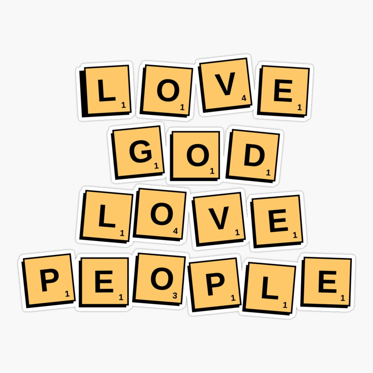 Stickly Love God Love People (Scrabble Tiles) Sticker, Phone Decal ...