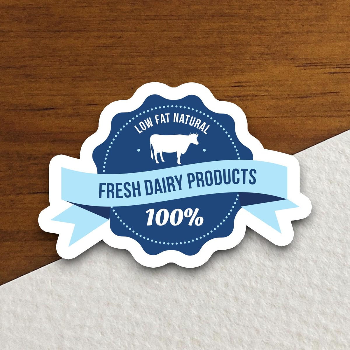 Stickly Low Fat Natural Fresh Dairy Products Sticker, Funny Sticker ...