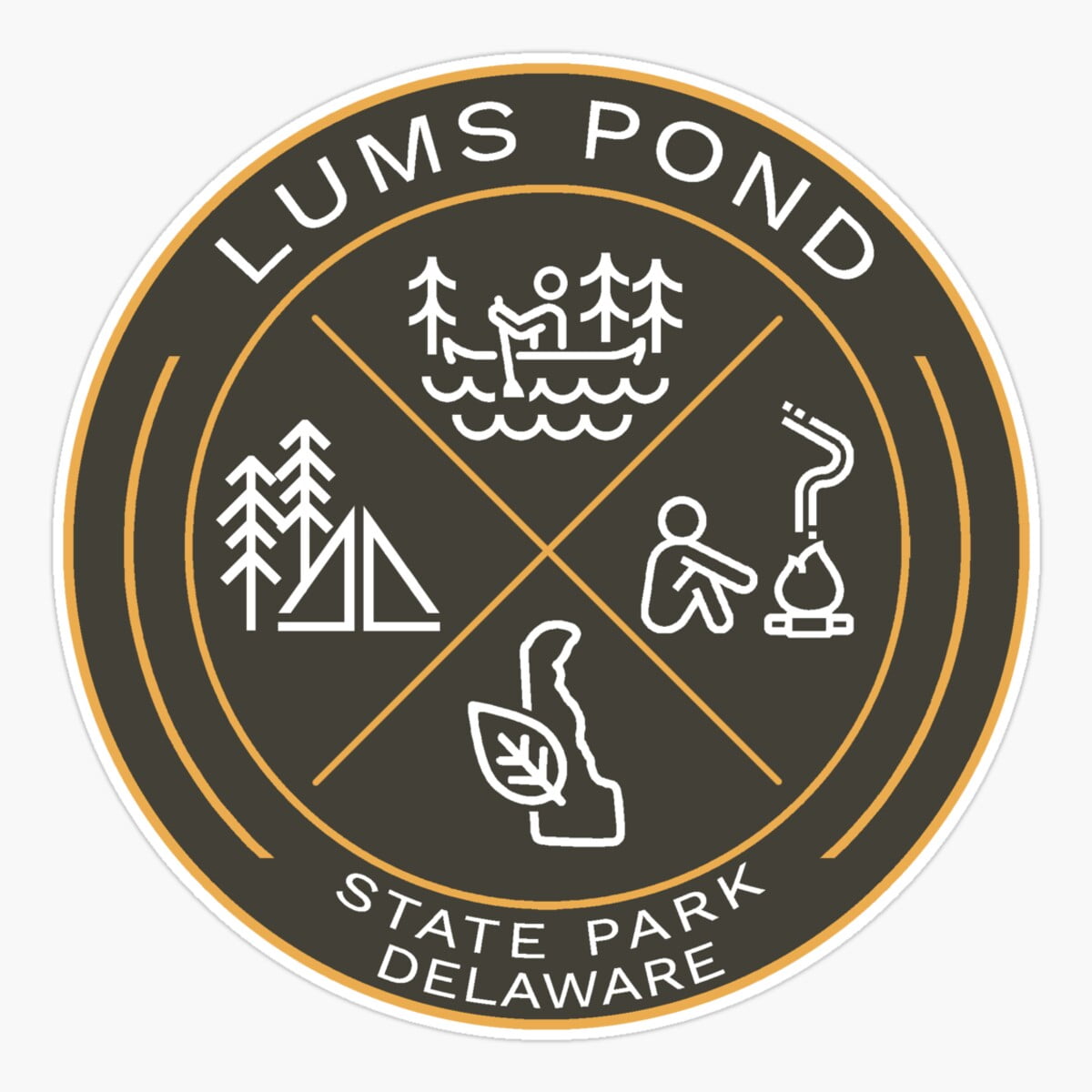 Stickly Lums Pond State Park Heraldic Logo Sticker, Phone Decal Water ...