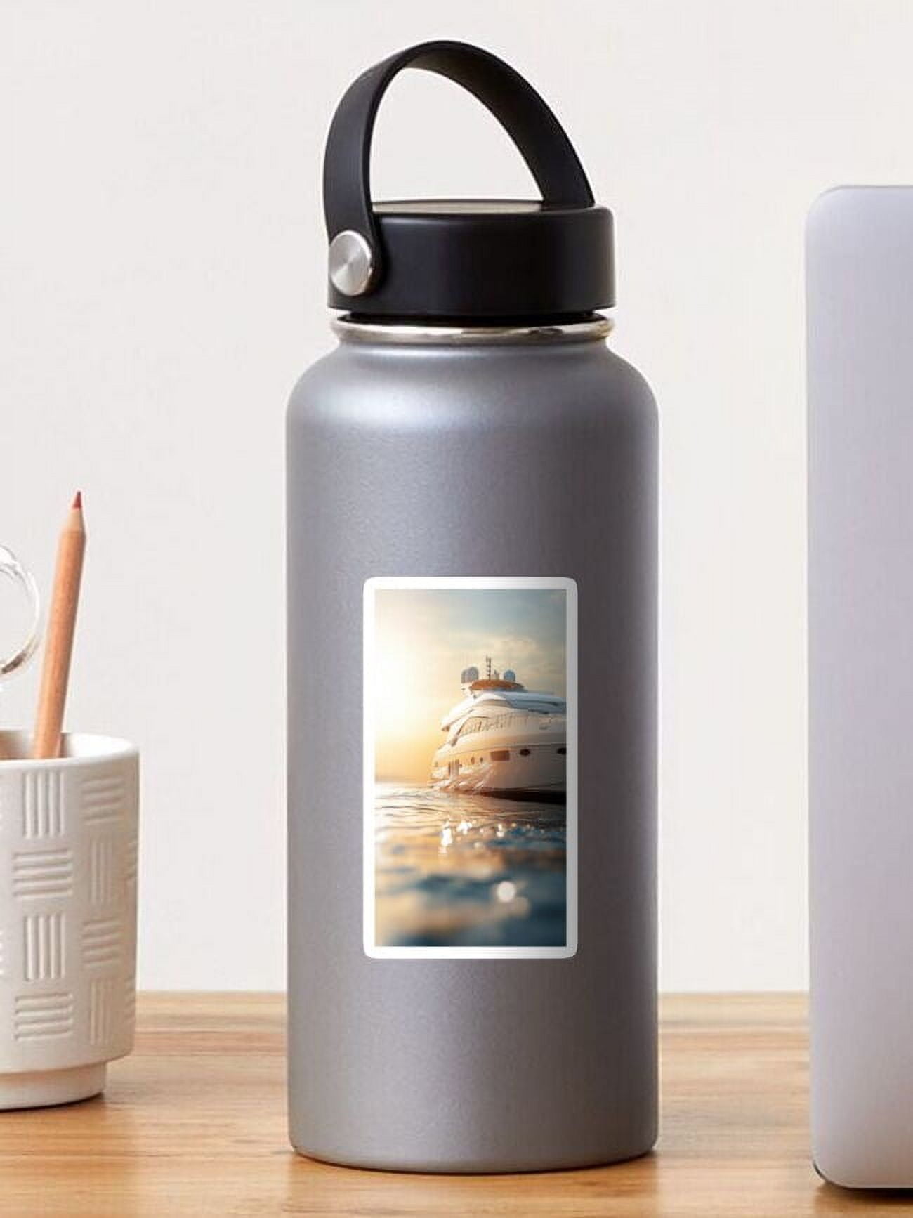 Stickly Luxury Yacht Sailing At Sunset Sticker, Phone Decal Water ...