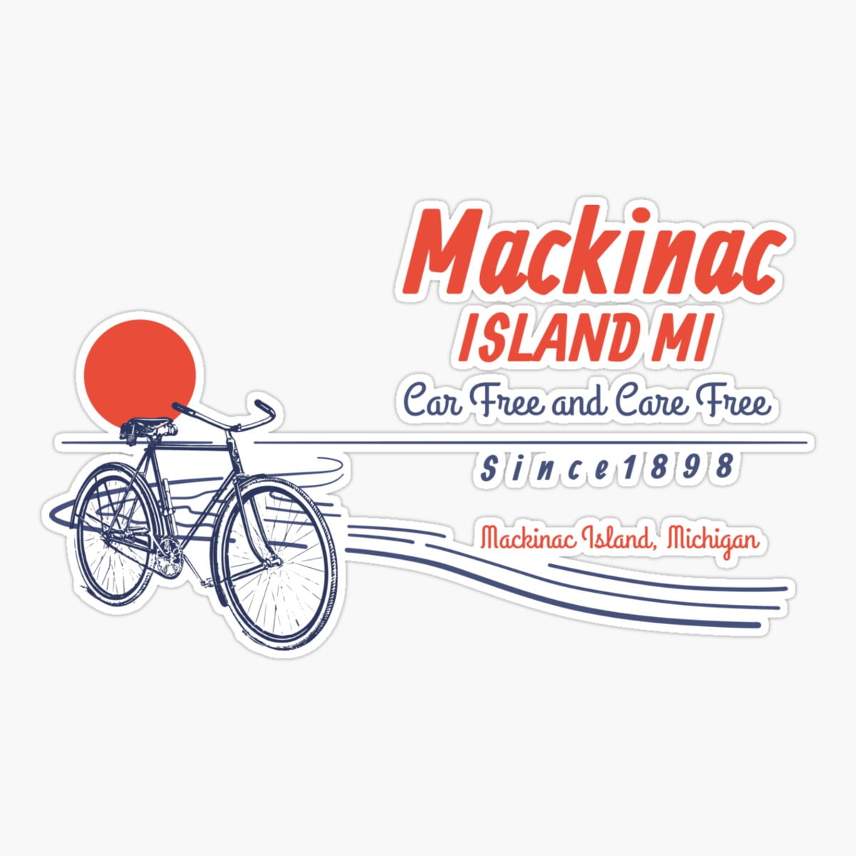 Stickly Mackinac Island Michigan Bicycle Sunset Sticker, Phone Decal ...