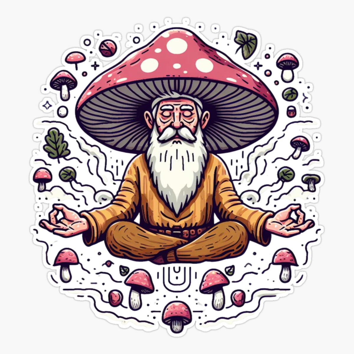Stickly Magic Mushroom Buddha Sticker, Phone Decal Water Bottle ...
