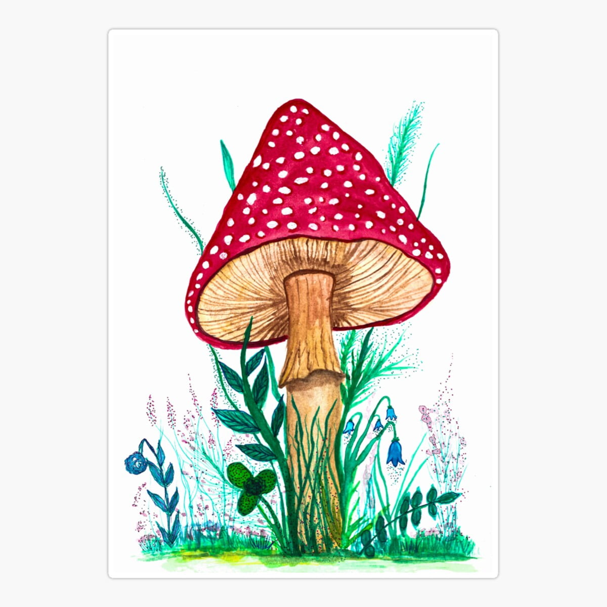 Stickly Magic Wonderland Mushroom Sticker, Phone Decal Water Bottle ...