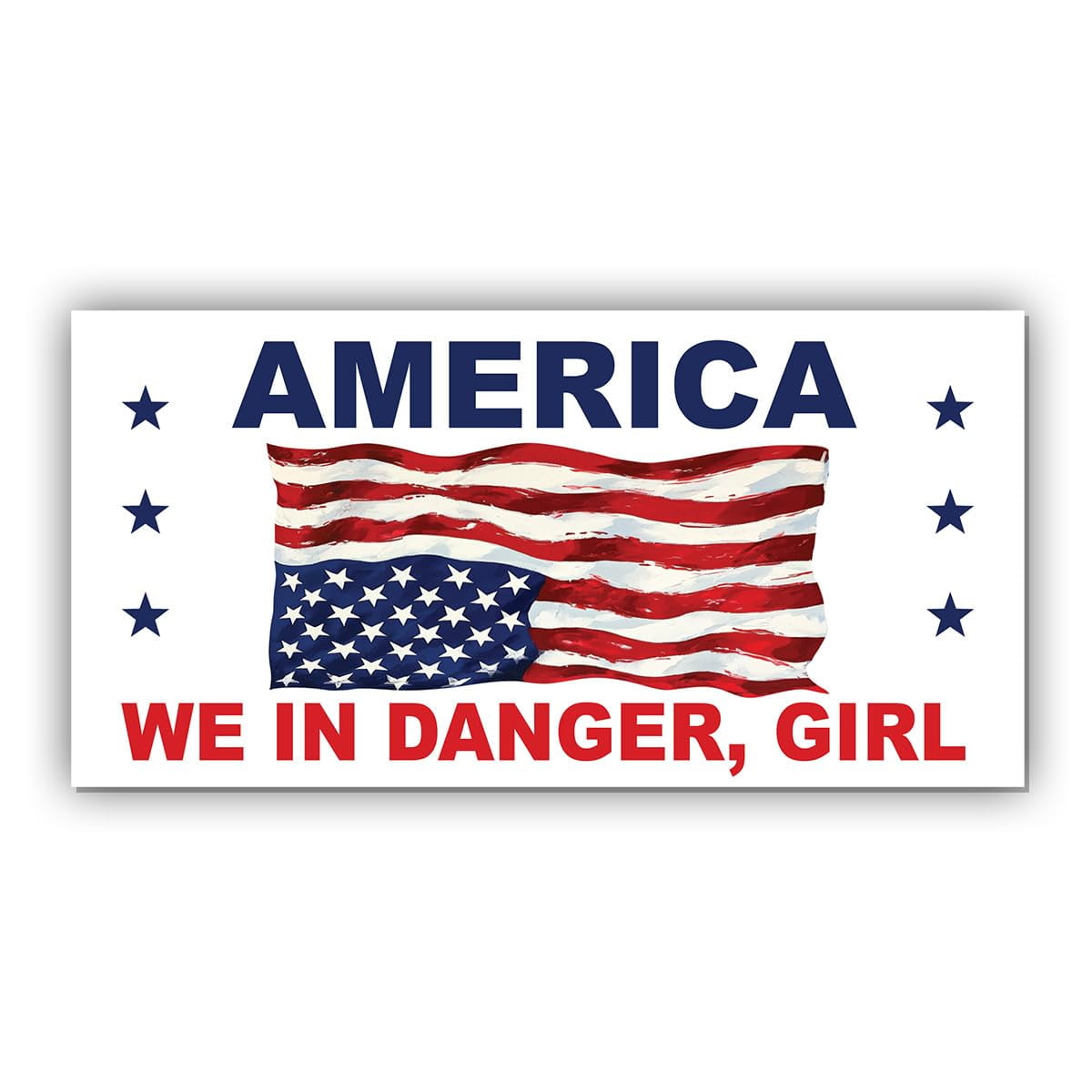 Stickly Magnetic America We in Danger Girl Sticker in Distress Upside ...