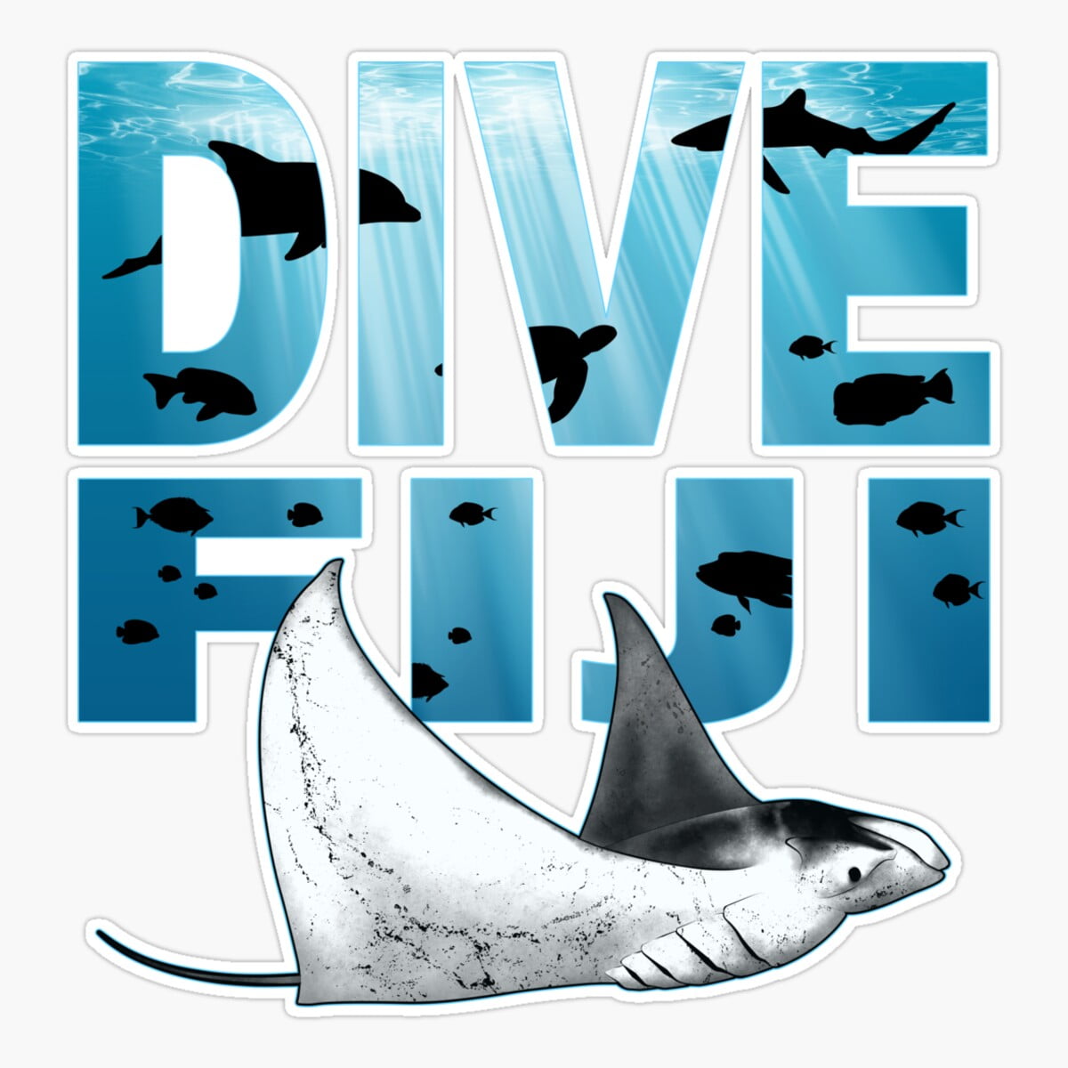 Stickly Manta Rays Fiji Sticker, Phone Decal Water Bottle Stickers Car ...