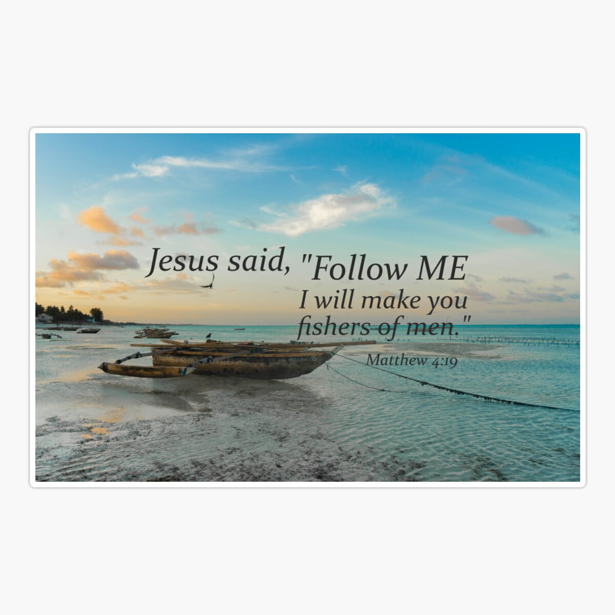 Stickly Matthew 4:19 Sticker, Phone Decal Water Bottle Stickers Car ...