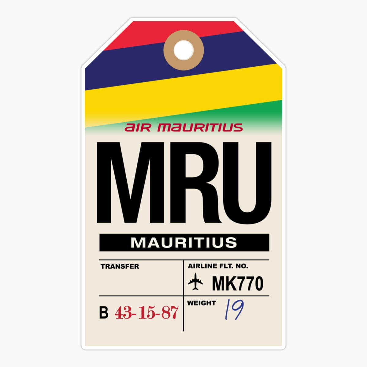Stickly Mauritius (Mru) Airline Luggage Tag Sticker, Phone Decal Water ...
