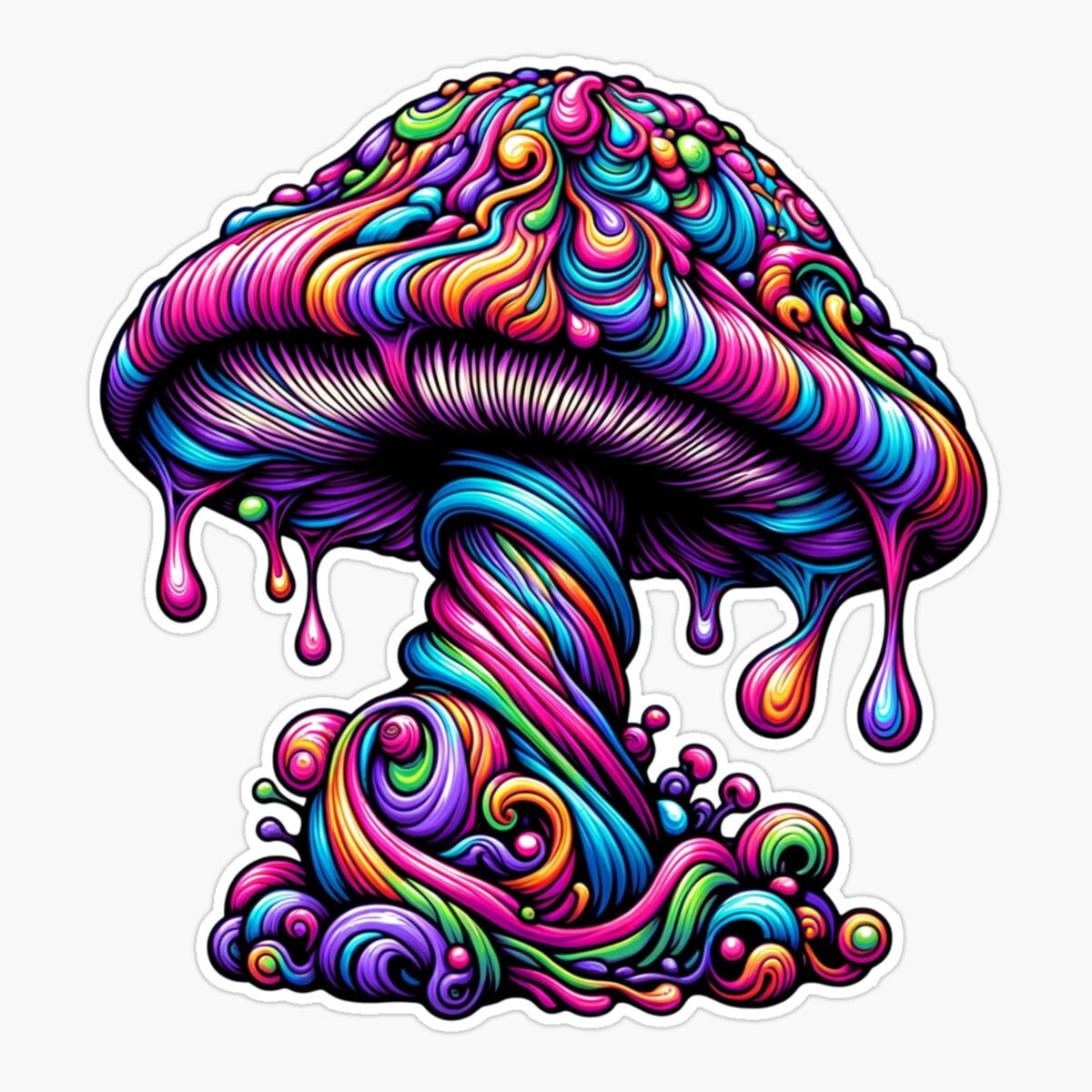 Stickly Melting Psychedelic Colorful Shroom Sticker, Phone Decal Water ...