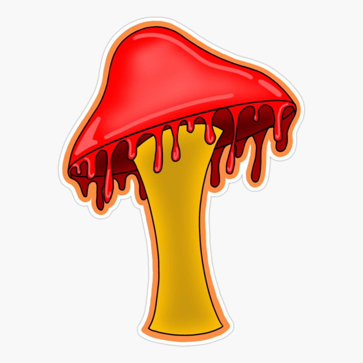 Stickly Melty Jelly Red Mushroom Sticker, Phone Decal Water Bottle ...