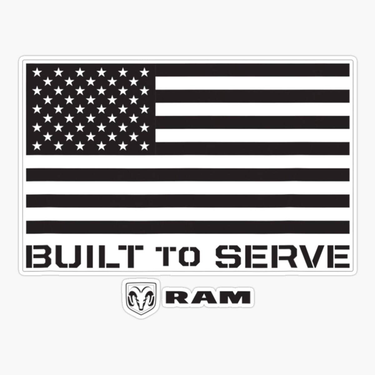 Stickly Mens Ram Trucks Built To Serve Sticker, Phone Decal Water ...