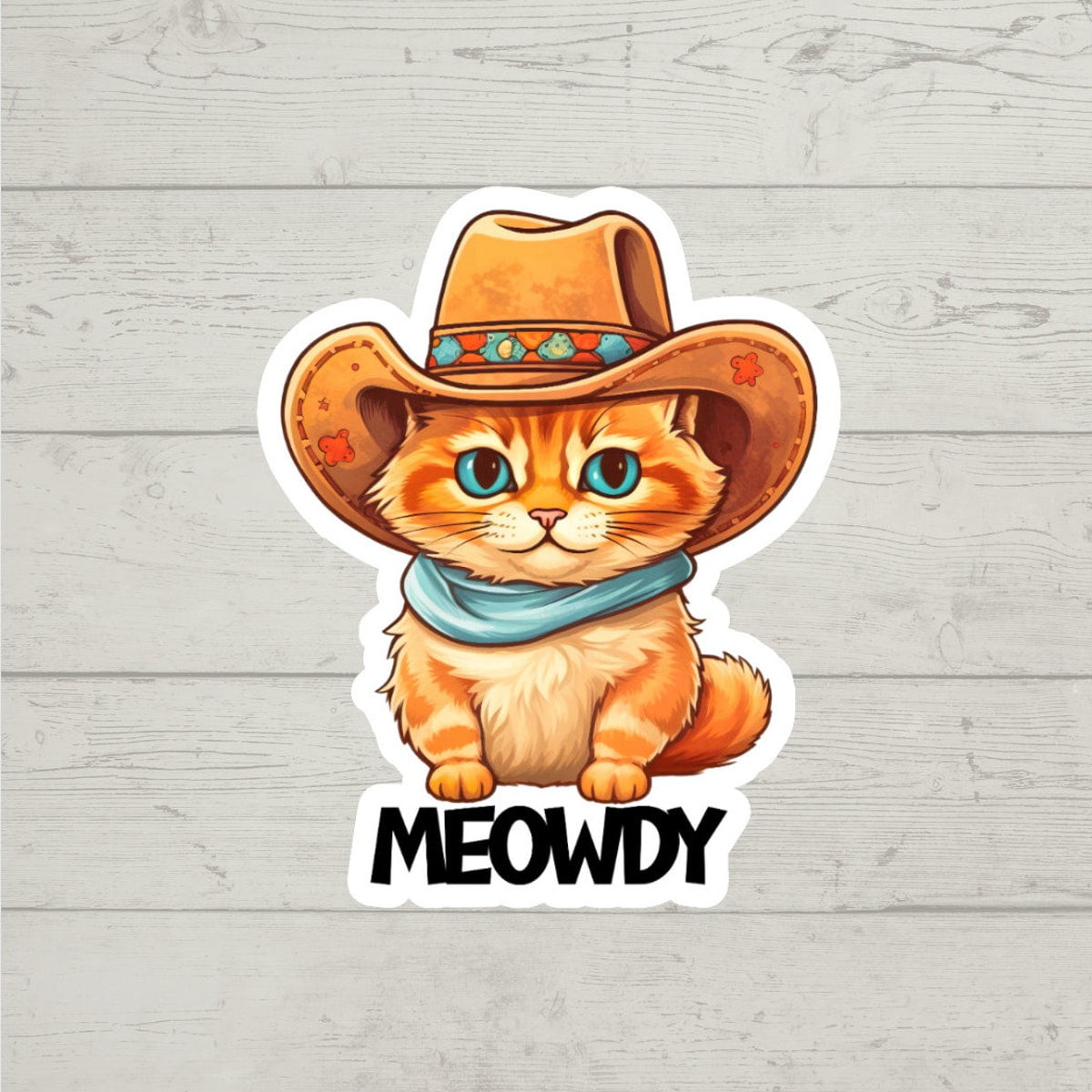 Stickly Meowdy Cat Sticker Waterproof Glossy Vinyl Sticker Cute Gift ...