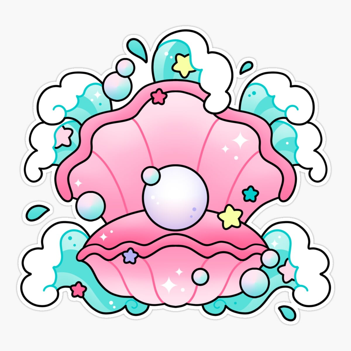Stickly Mermaid Clam Shell Sticker, Phone Decal Water Bottle Stickers ...