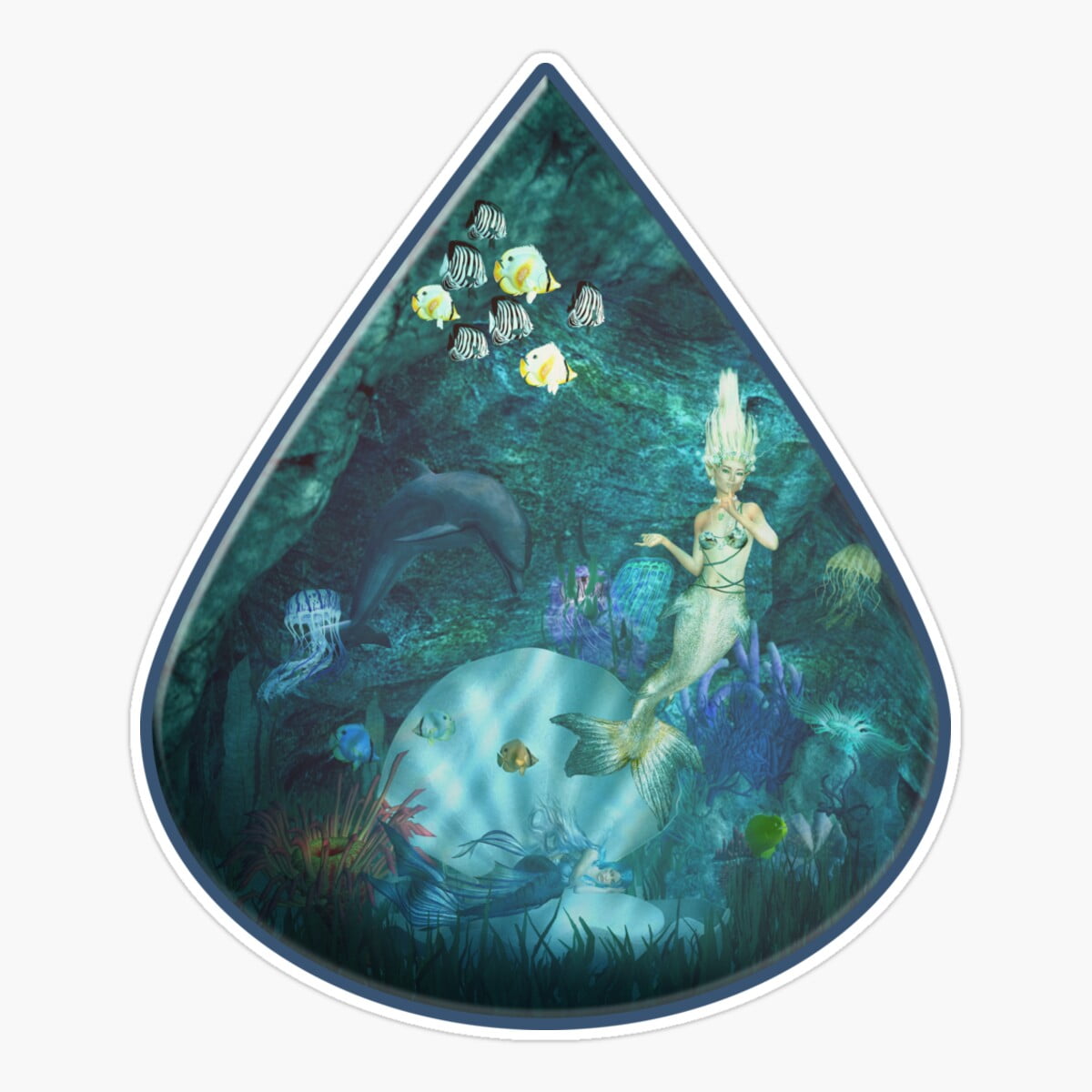 Stickly Mermaid'S Secret Grotto Sticker, Phone Decal Water Bottle ...