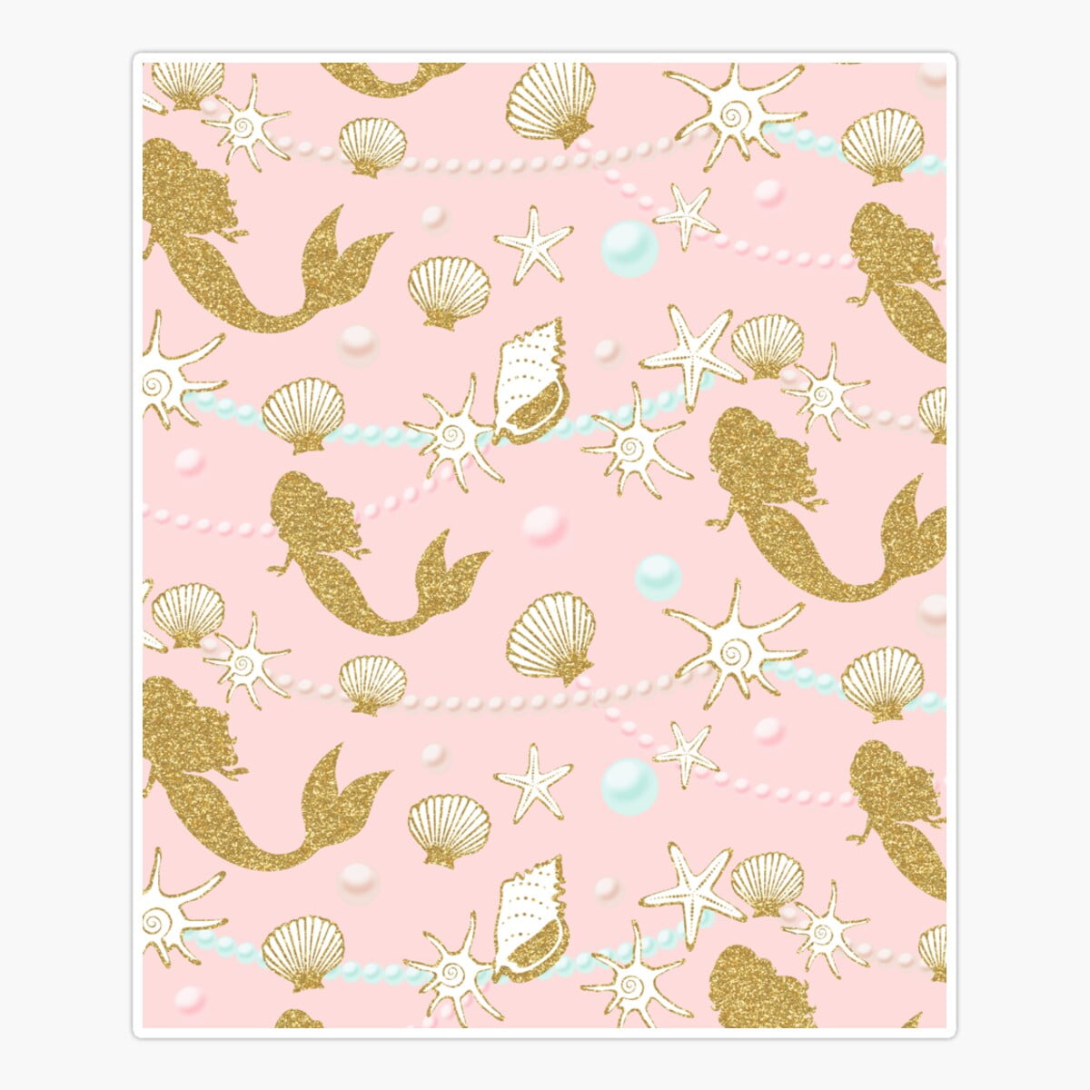 Stickly Mermaids Under The Sea - Seashells - Starfish Sticker, Phone ...
