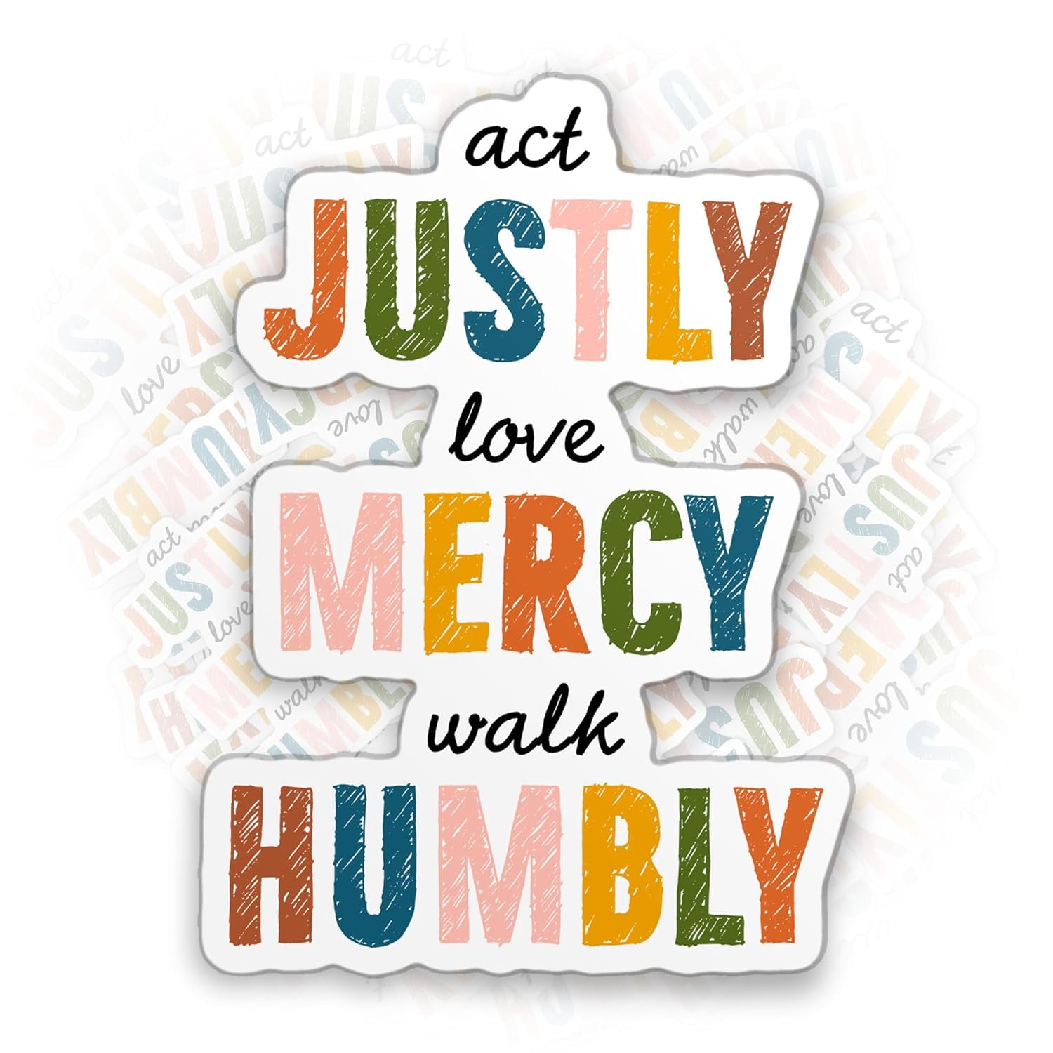 Stickly Micah 6 8 Act Justly Love Mercy Walk Humbly Quote Retro Sticker ...