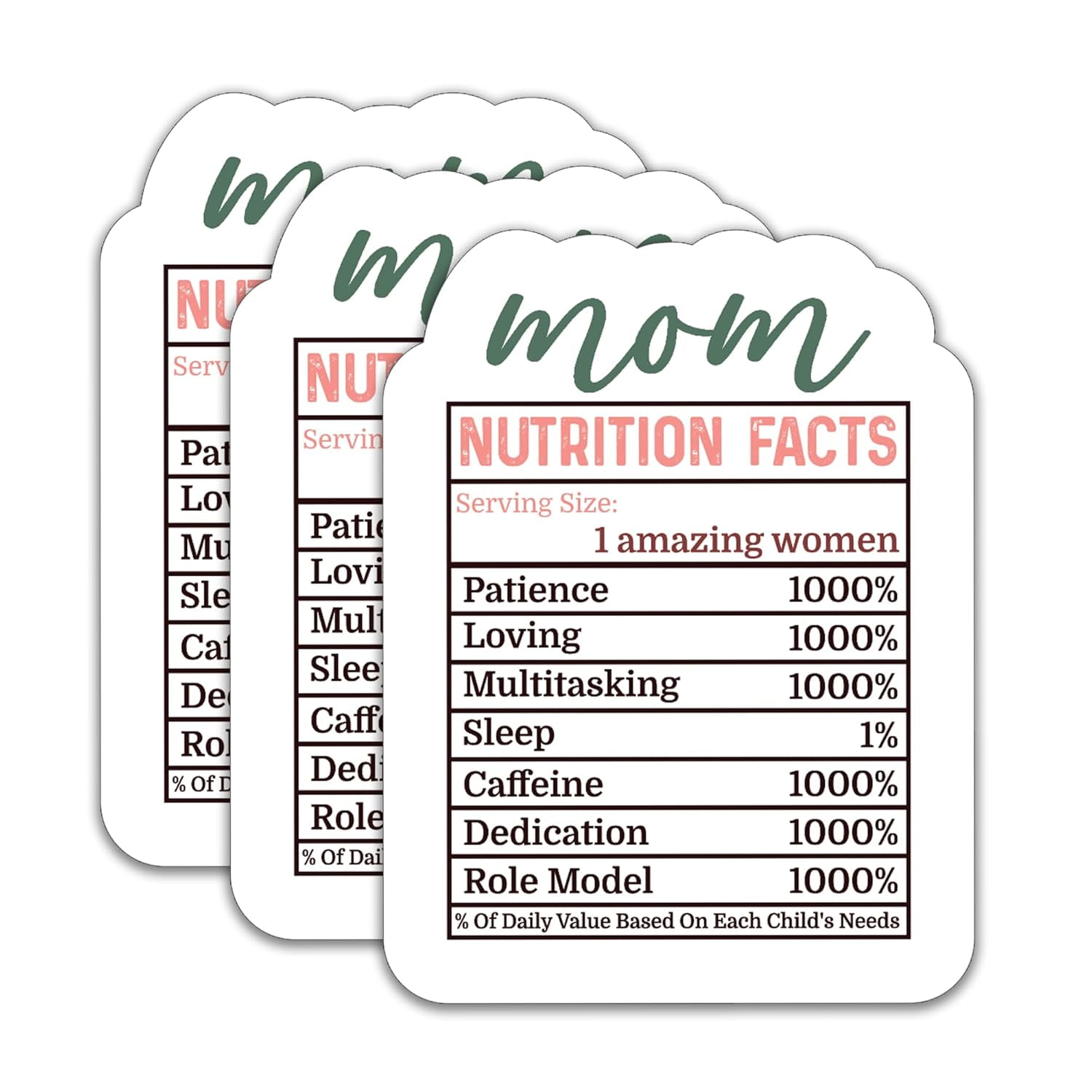 Stickly Mom Nutrition Facts Stickers, Mom Stickers Decals, Cute Mom ...