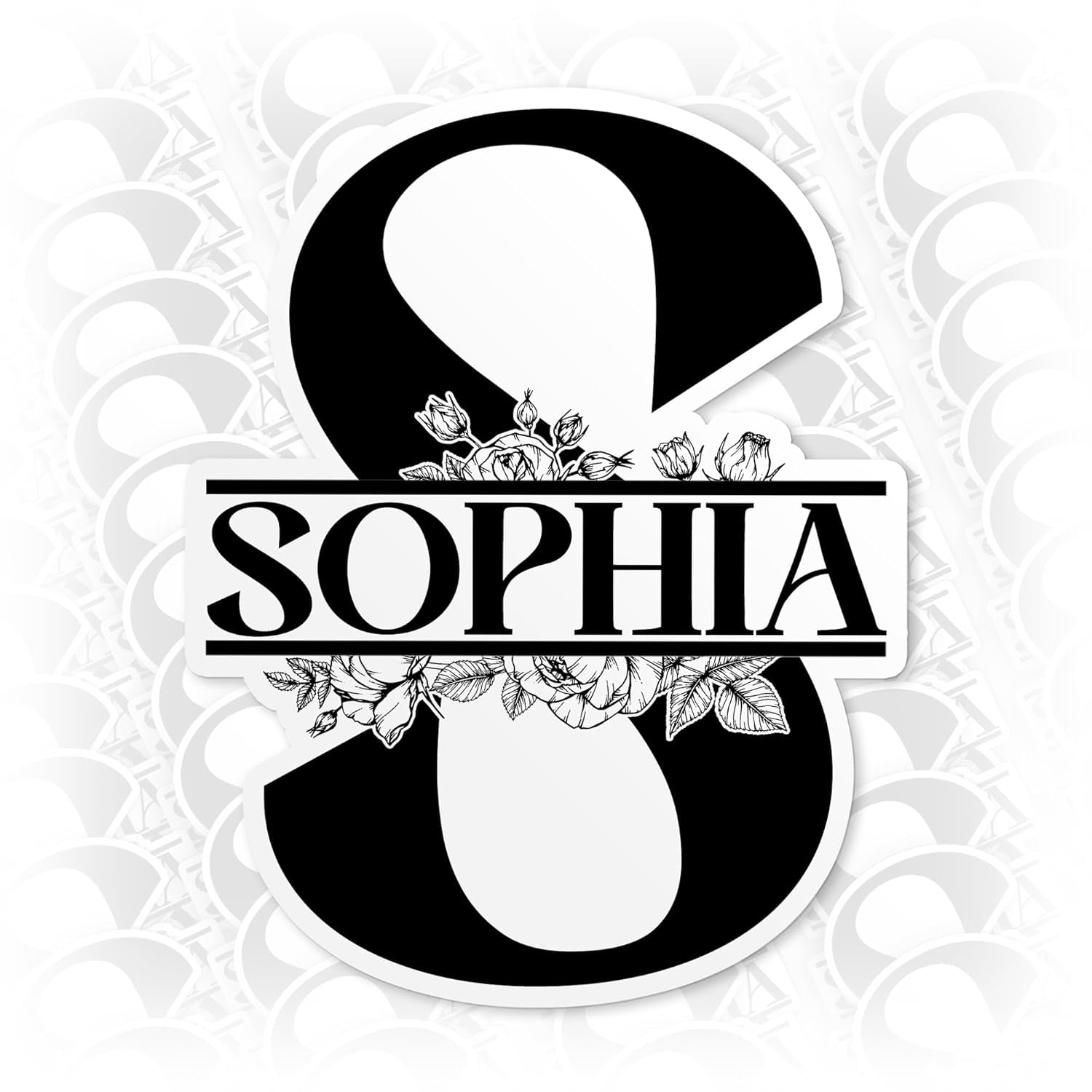 Stickly Monogram Floral Split Name Sticker Flower Alphabet Letter Decal ...