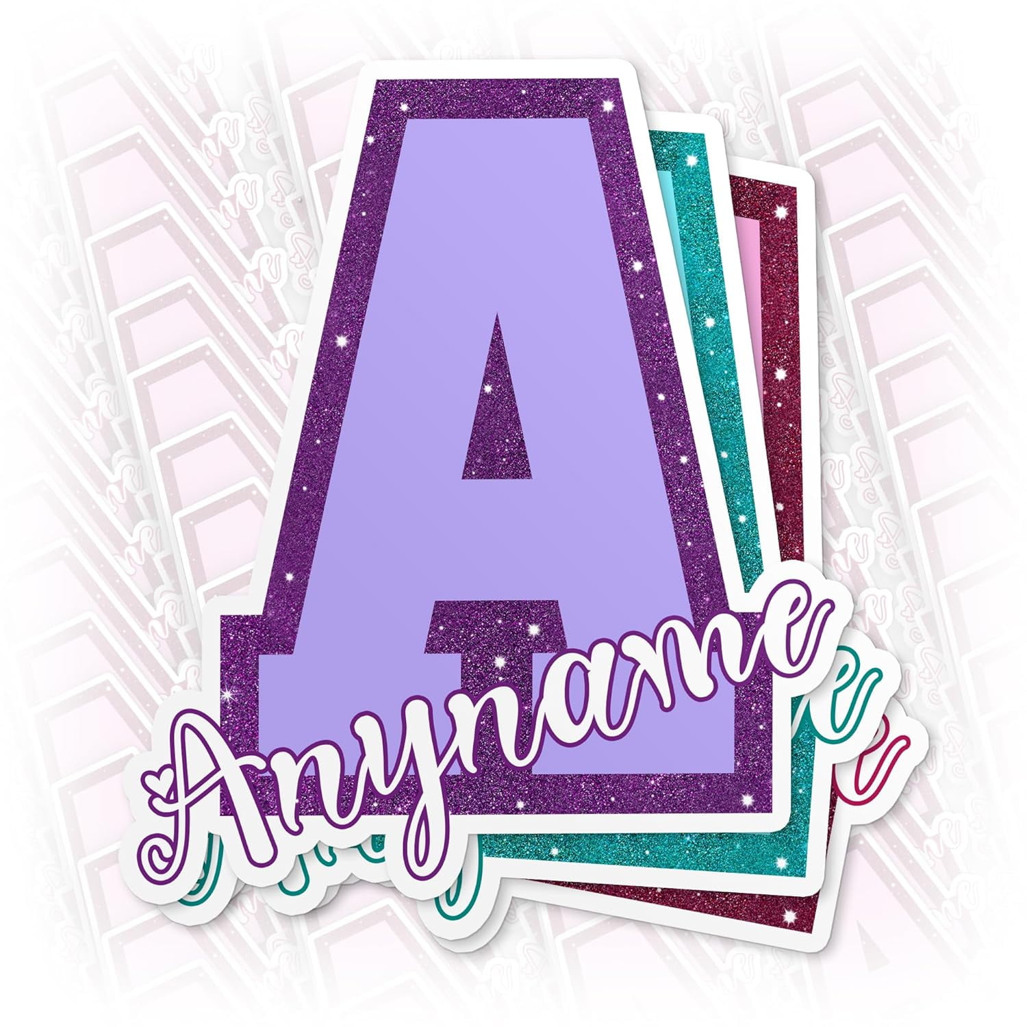 Stickly Monogram Name Sticker Alphabet Glitter Name Decal Stickers Cute ...