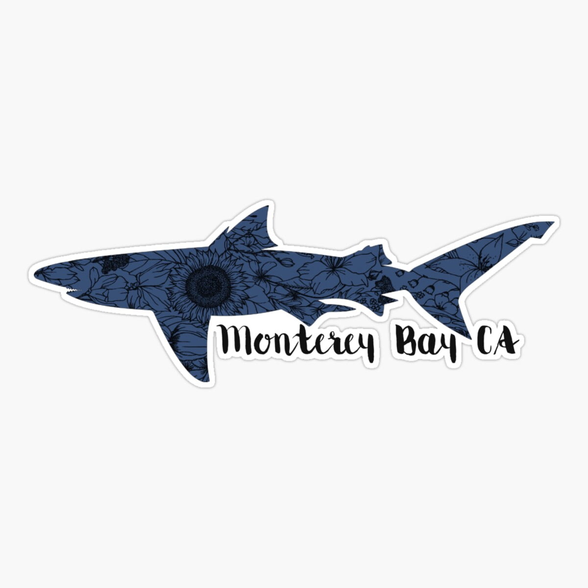 Stickly Monterey Shark Sticker, Phone Decal Water Bottle Stickers Car ...