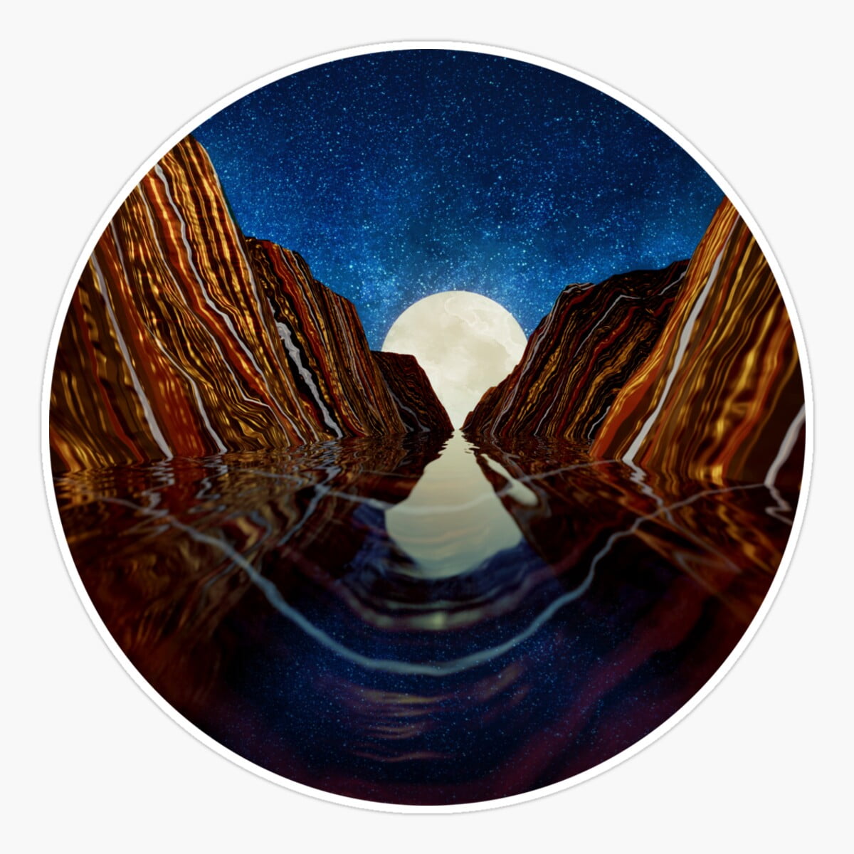 Stickly Moon Reflection Sticker, Phone Decal Water Bottle Stickers Car ...