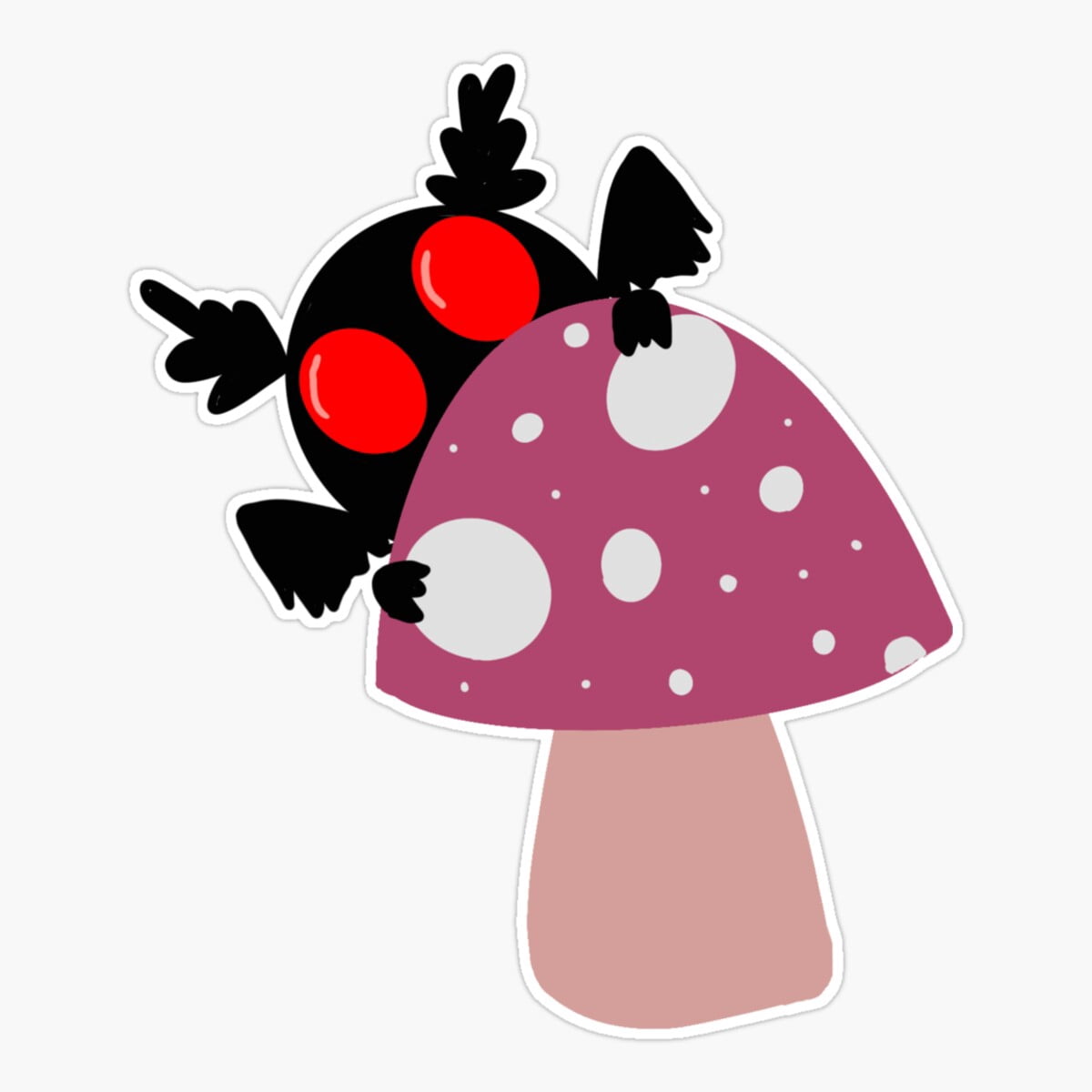 Stickly Mothman On A Mushroom Sticker, Phone Decal Water Bottle ...