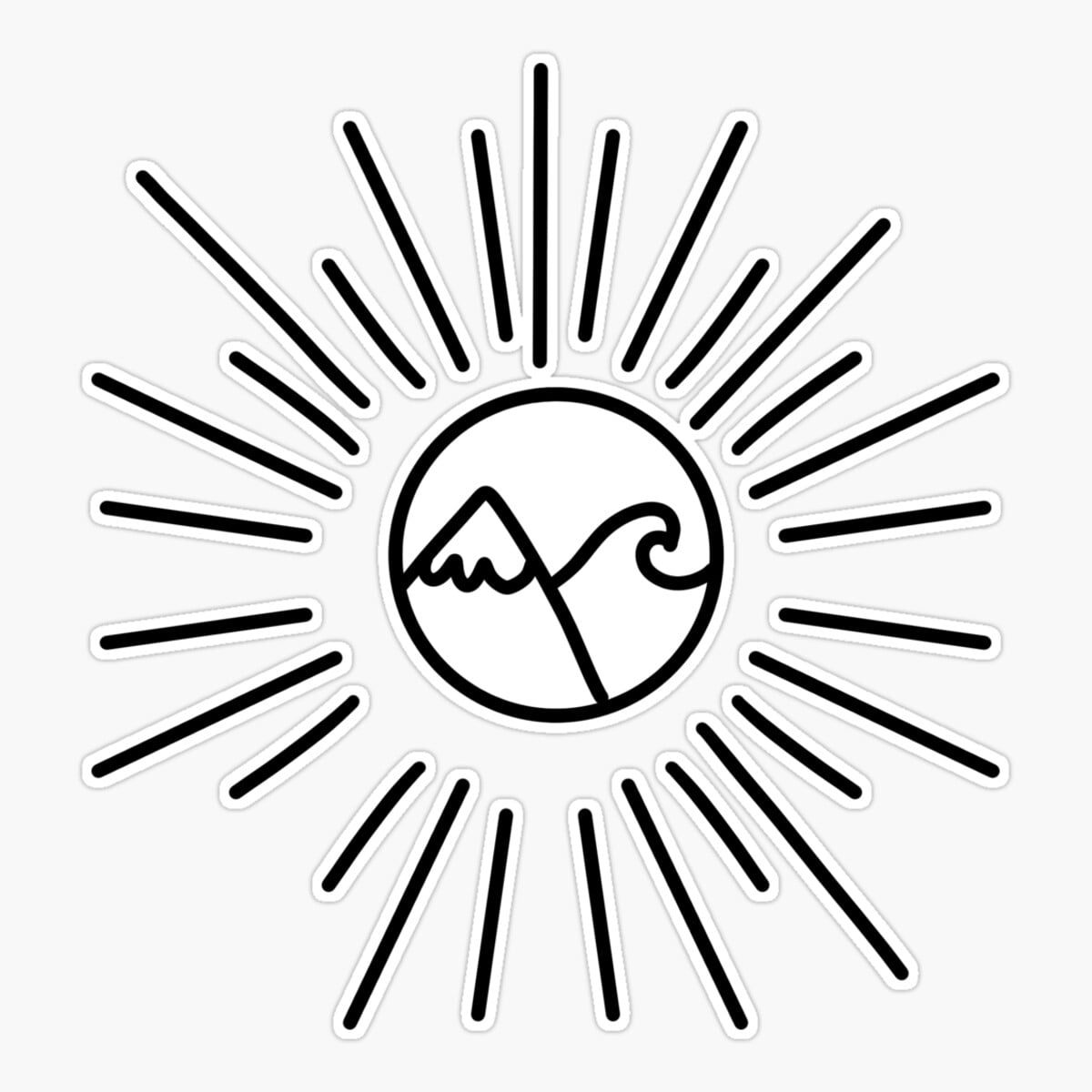 Stickly Mountain And Wave Sticker, Phone Decal Water Bottle Stickers ...