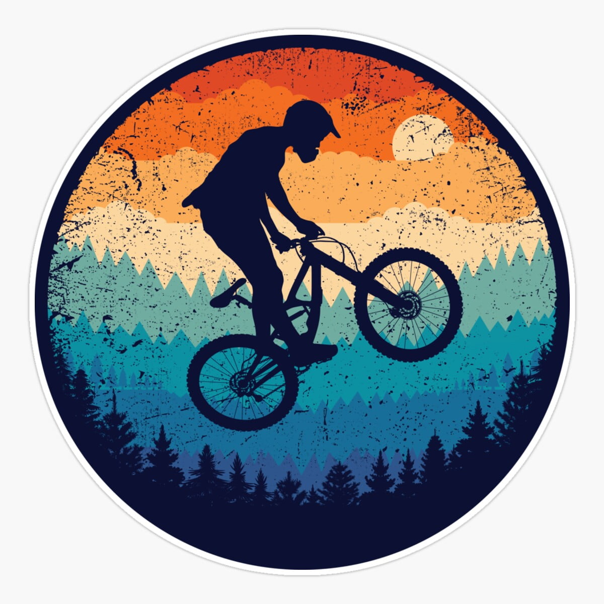 Stickly Mountain Biking Retro Sticker, Phone Decal Water Bottle ...