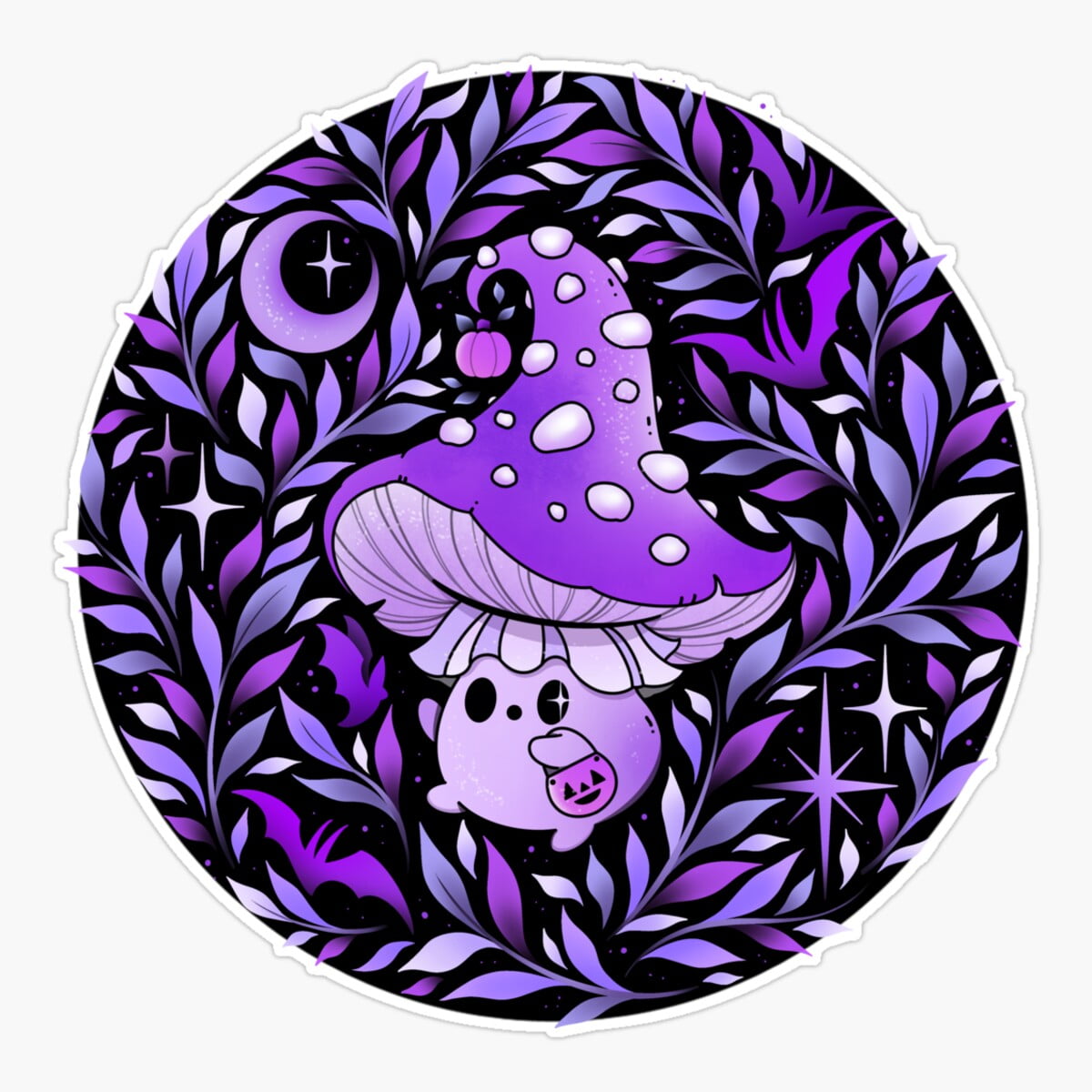 Stickly Mushroom In The Forest Sticker, Phone Decal Water Bottle ...