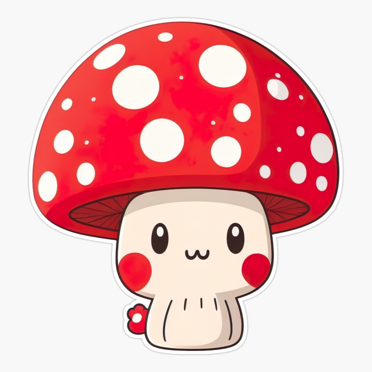 Stickly Mushroom Kawaii Chibi Toad Stool Cute Red Cream Hand Drawn ...