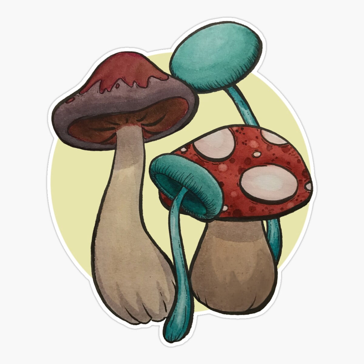 Stickly Mushroom Mood Sticker, Phone Decal Water Bottle Stickers Car ...