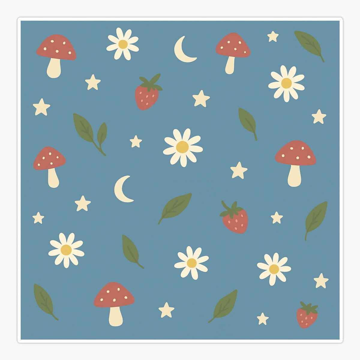 Stickly Mushroom Moon Garden – Cottagecore Mushroom Daisy & Celestial Elements Sticker, Phone ...