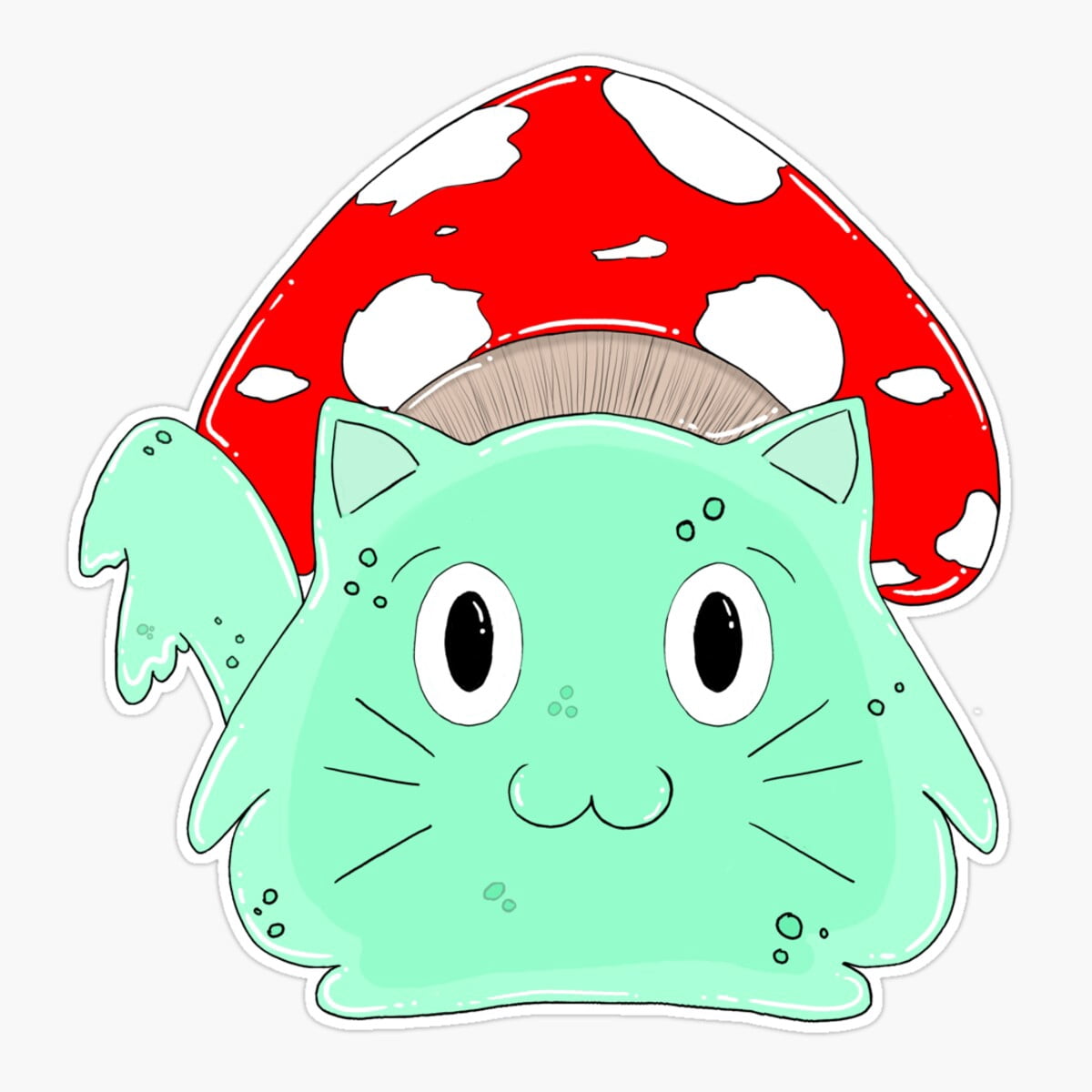 Stickly Mushroom Slime Cat Sticker, Phone Decal Water Bottle Stickers ...