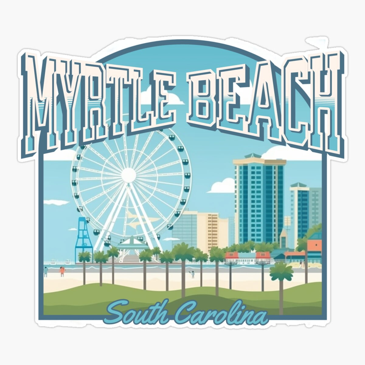 Stickly Myrtle Beach South Carolina Sticker, Phone Decal Water Bottle ...