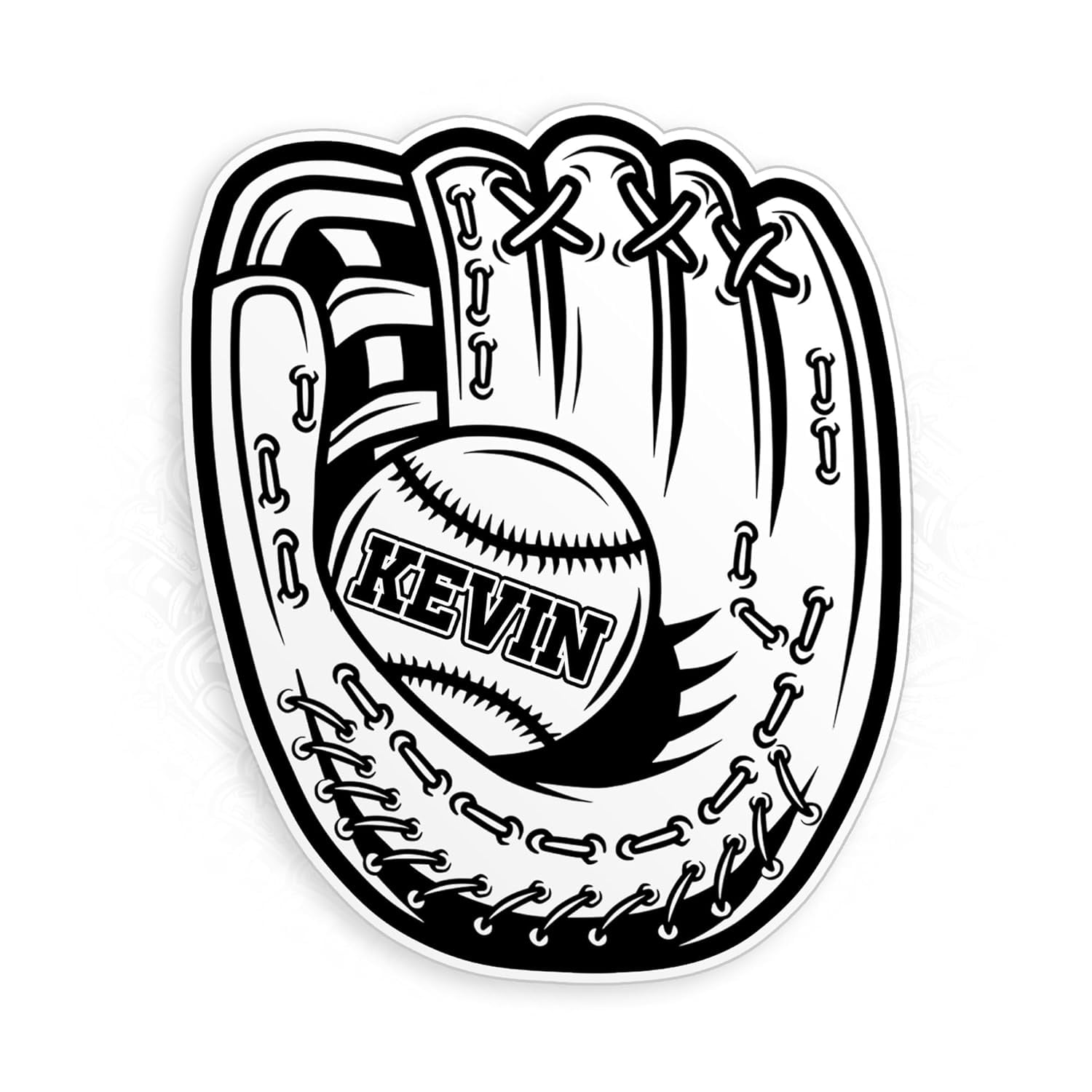 Stickly Name Baseball Sticker Glove with Ball Name Team Player Sport ...