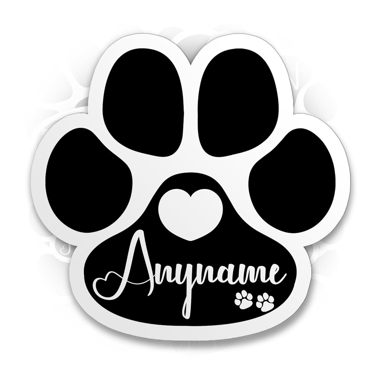Stickly Name Dog Paw Sticker, Pet Name Decal, Customized Heart Paw ...