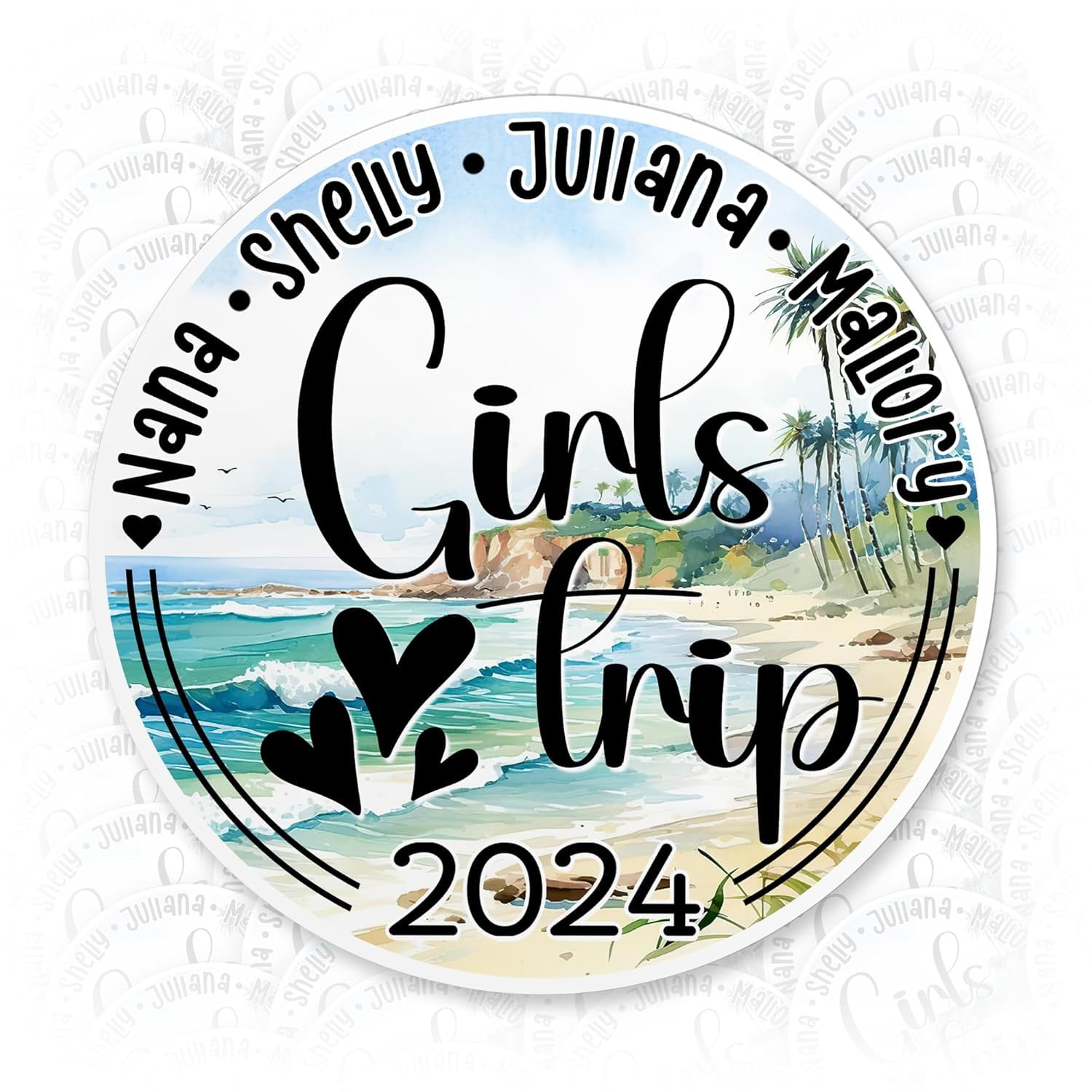 Stickly Name Girls Trip 2024 Sticker Beach Vacation Ocean Sea Summer ...