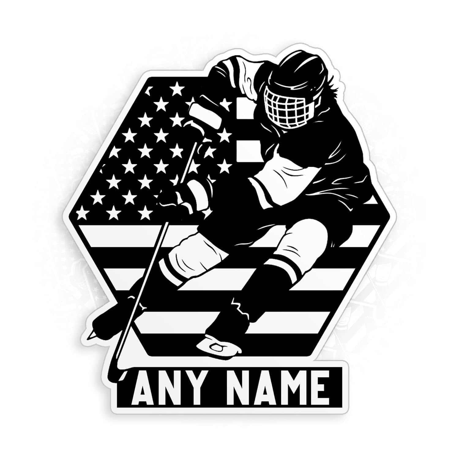 Stickly Name Ice Hockey Sticker USA Flag Names Player Field Hockey Ball ...