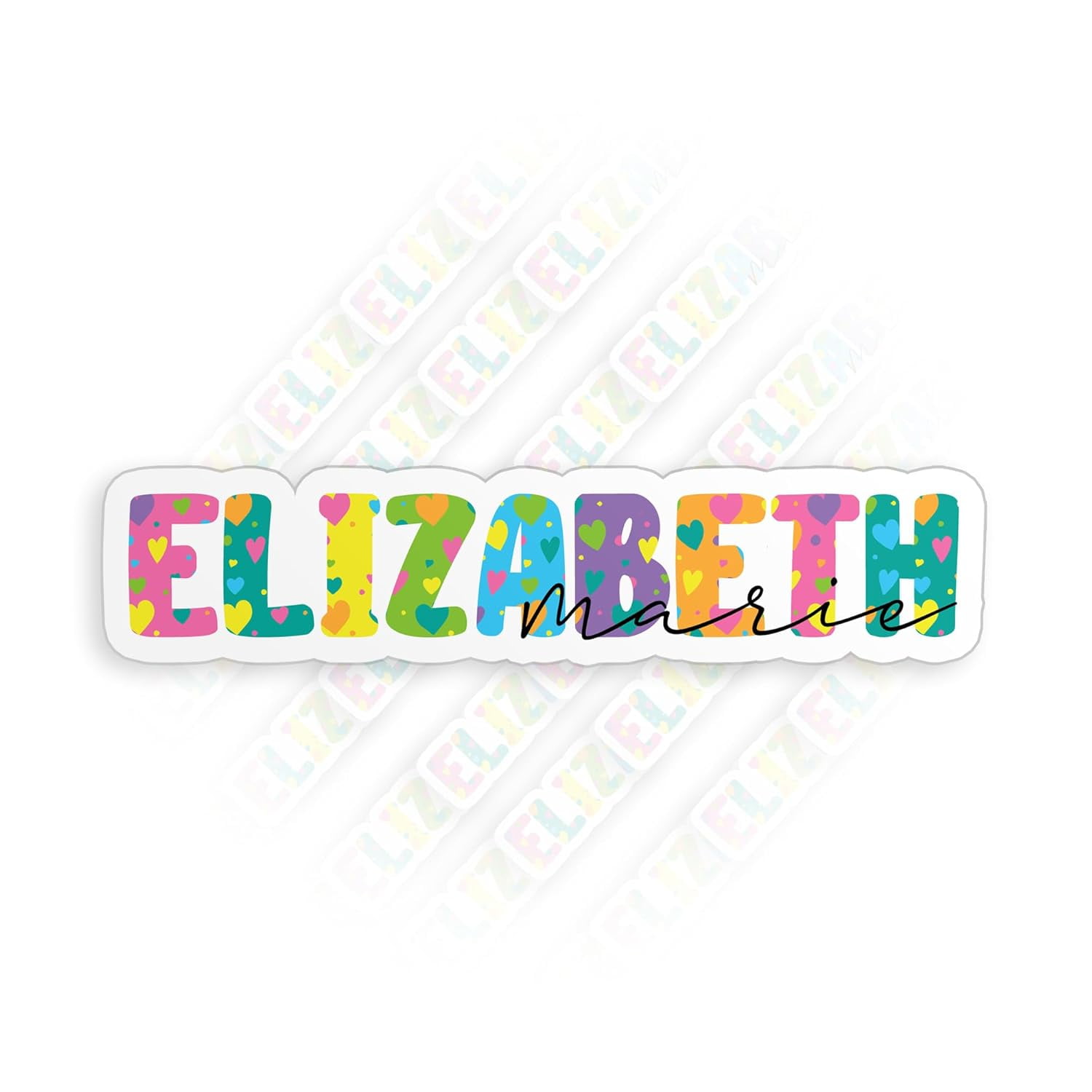 Stickly Name Stickers Name Heart First and Middle Last Names Cute for ...