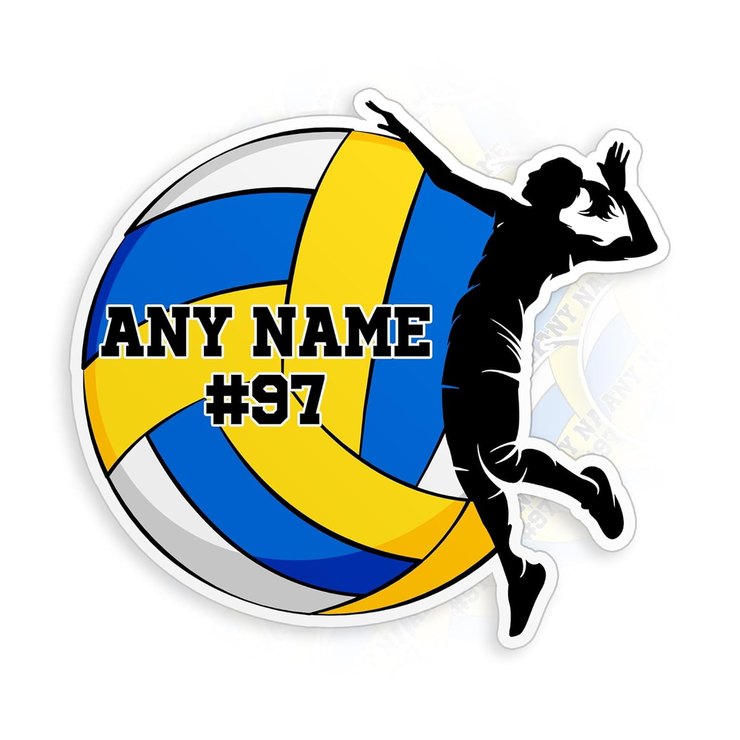Stickly Name Volleyball Stickers Name Players Sport Lover Ball Die-Cut ...