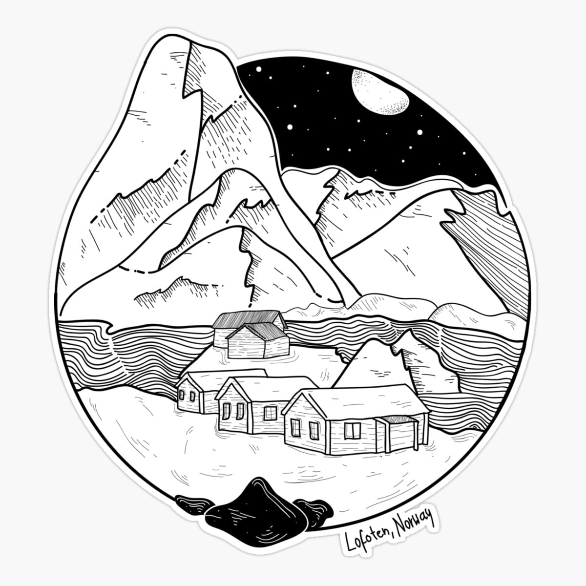 Stickly Norway - Lofoten Landscape Sticker, Phone Decal Water Bottle ...