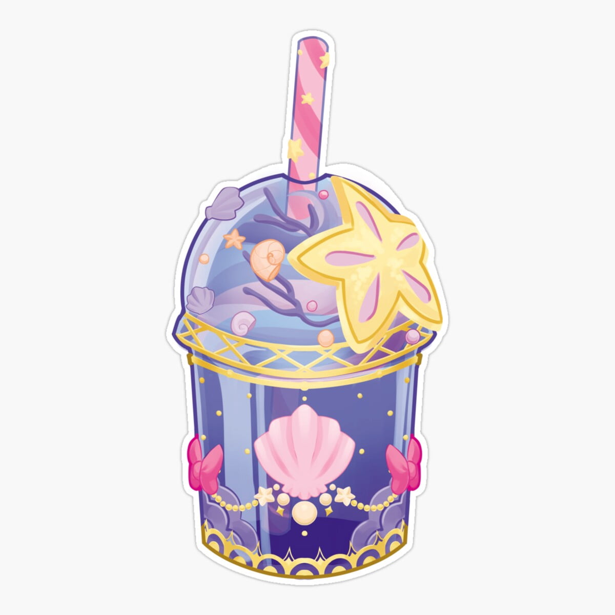 Stickly Ocean Bubble Tea Sticker, Phone Decal Water Bottle Stickers Car ...