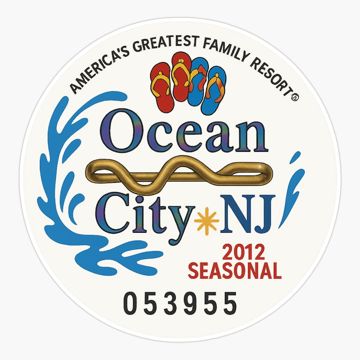 Stickly Ocean City Beach Badge Jersey Shore Sticker, Phone Decal Water ...