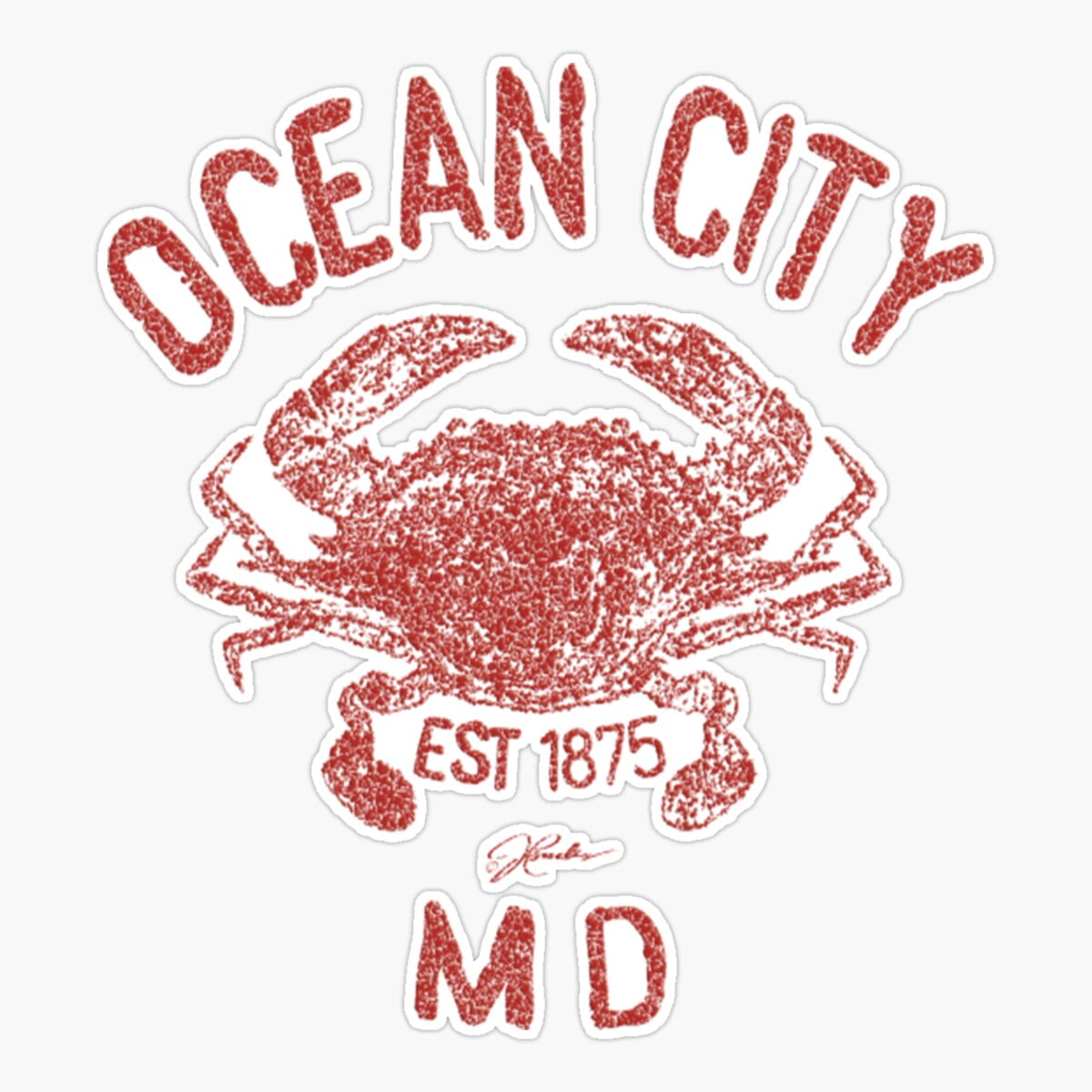 Stickly Ocean Cityocean City Maryland Chesapeake Blue Crab Sticker ...