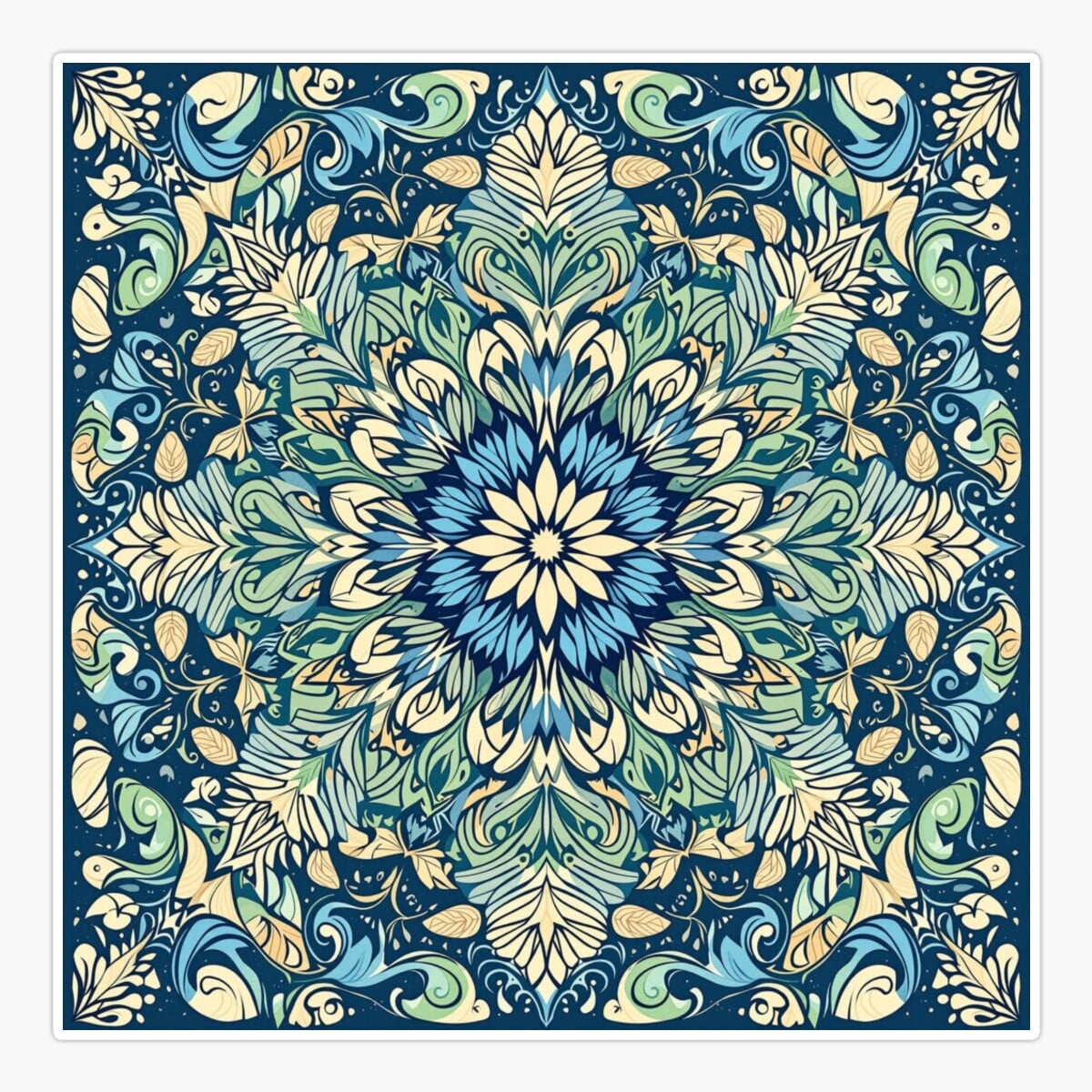 Stickly Ocean Swirl Mandala Pattern Sticker, Phone Decal Water Bottle ...