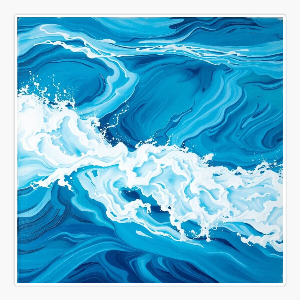 Stickly Ocean Wave Abstract Pattern In Blues And Whites Sticker, Phone ...
