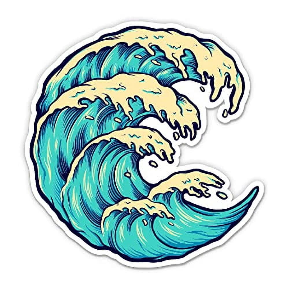 Stickly Ocean Wave Sticker Laptop Sticker Vinyl for Car, Phone, Water ...