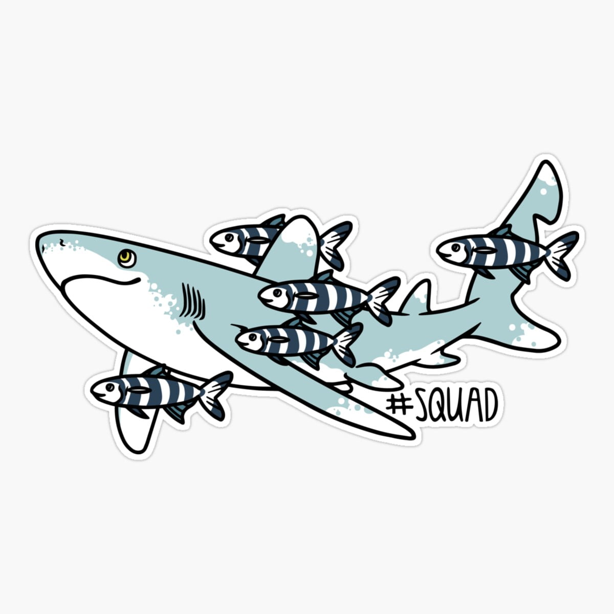 Stickly Oceanic Whitetip Squad Sticker, Phone Decal Water Bottle ...